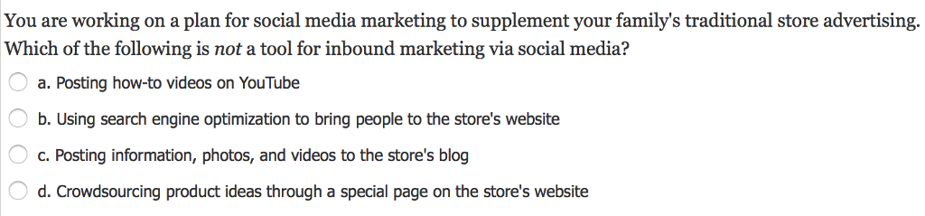 Solved You are working on a plan for social media marketing | Chegg.com