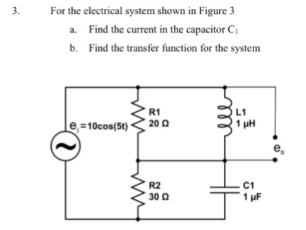 Solved For the electrical system shown in Figure 3 Find the | Chegg.com