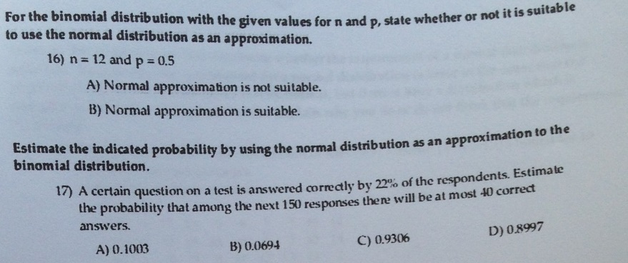 Solved For the binomial distribution with the given values | Chegg.com
