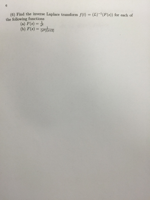 Solved Find the inverse Laplace transform f(t)= (L) | Chegg.com