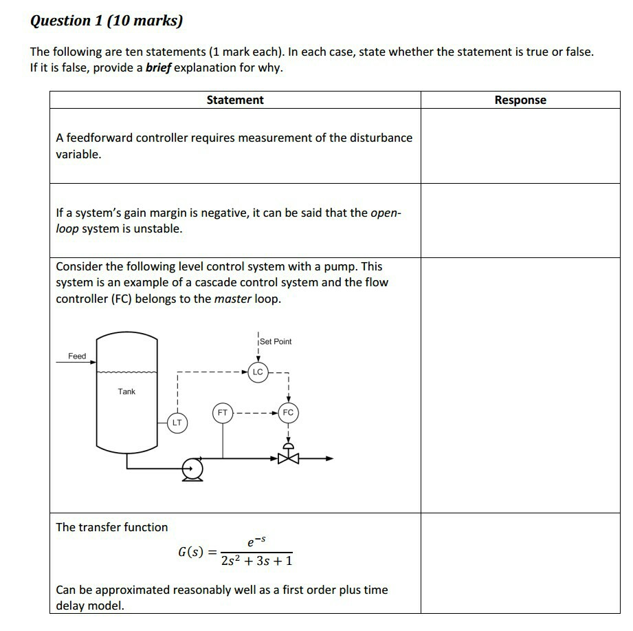 Question 1 10 marks) The following are ten statements | Chegg.com