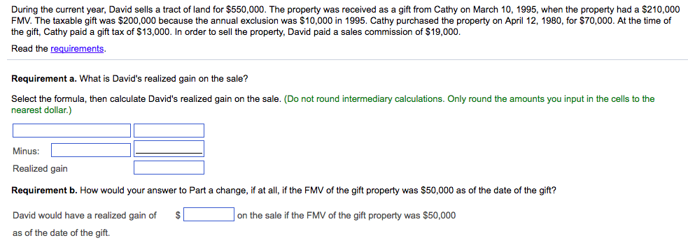 Solved During the current year, David sells a tract of land | Chegg.com