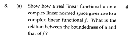 Solved Show how a real linear functional u on a complex | Chegg.com