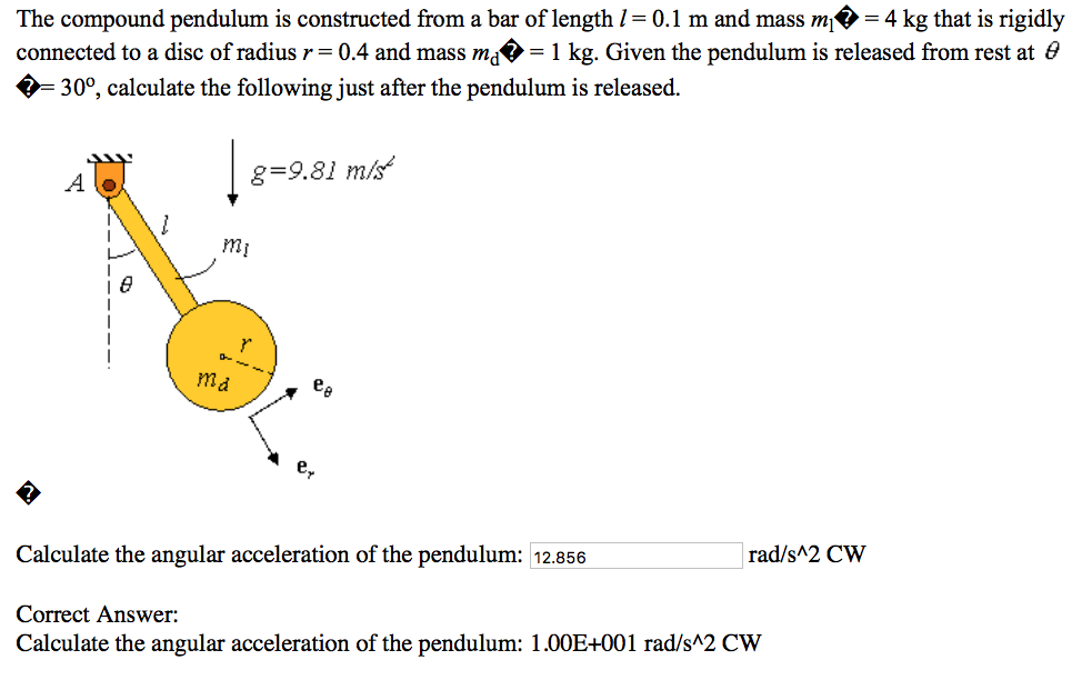 Solved The compound pendulum is constructed from a bar of | Chegg.com
