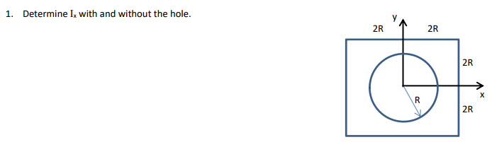 Solved 2R 2R 1. Determine I with and without the hole. 2R 2R | Chegg.com