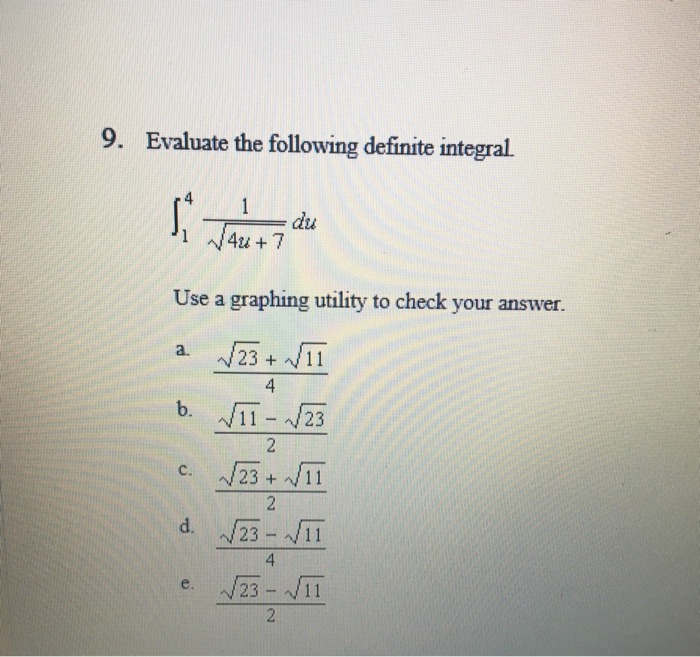 Solved Evaluate the following definite integral. | Chegg.com