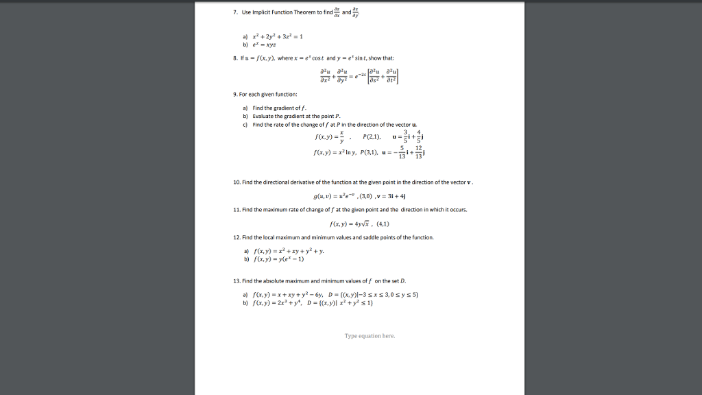 Solved 7 Use Implicit Function Theorem To Find Anda A 22y2 7842