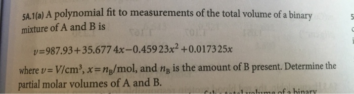 Solved A polynomial fit to measurements of the total volume | Chegg.com