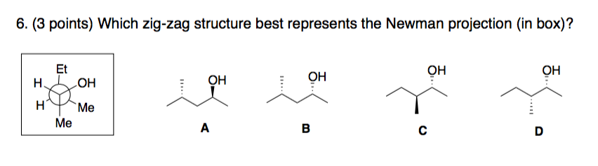 Solved 6. (3 points) Which zig-zag structure best represents | Chegg.com