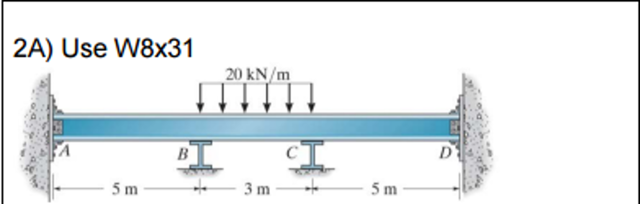 Solved 2A) Use W8x31 20 kN/m B C D m m m 5 A | Chegg.com