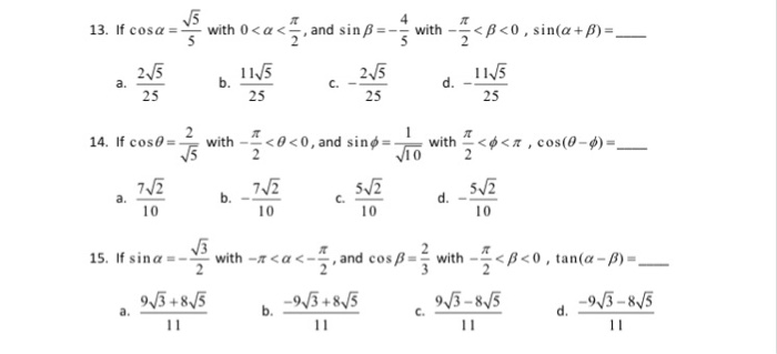 Solved If cos alpha = Squareroot 5/5 with 0
