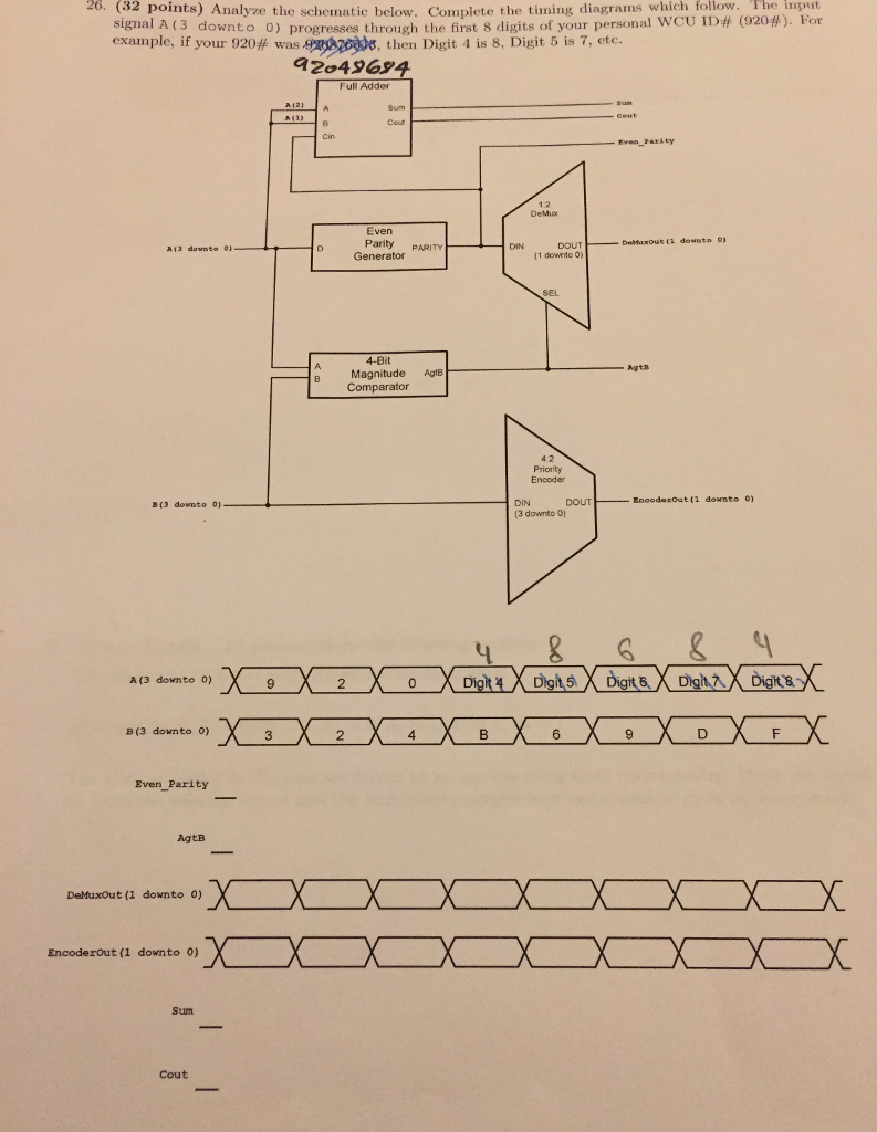 Solved 26. (32 points) Analyze the schematic below. Complete | Chegg.com