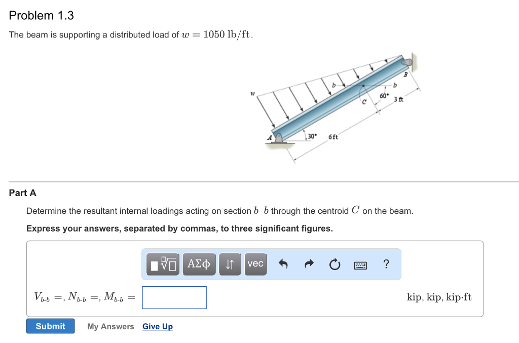 Solved Problem 1.3 The beam is supporting a distributed load | Chegg.com