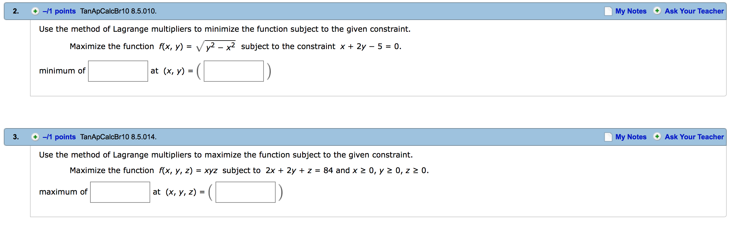 Solved Use the method of Lagrange multipliers to minimize | Chegg.com