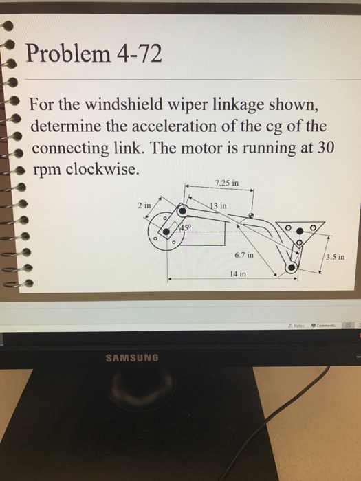 Solved For the windshield wiper linkage shown, determine the | Chegg.com