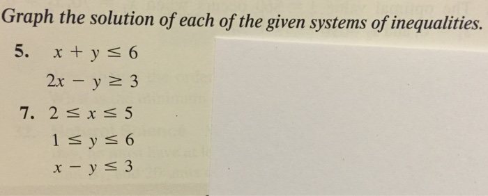 Solved Graph the solution of each of the given systems of | Chegg.com
