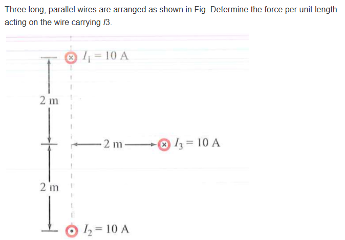 Solved Three long, parallel wires are arranged as shown in | Chegg.com