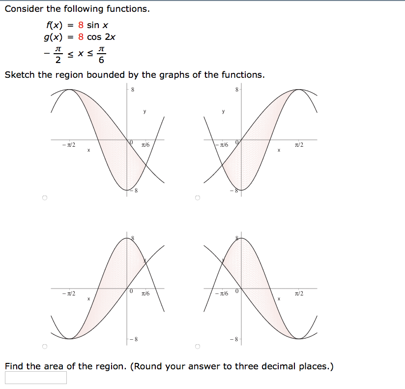 Solved Consider the following functions. f(x) = 8 sin x | Chegg.com