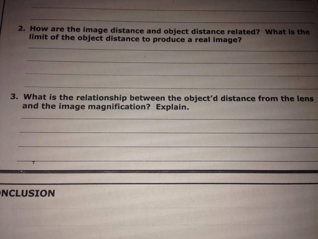 Solved 2. How are the image distance and object distance | Chegg.com