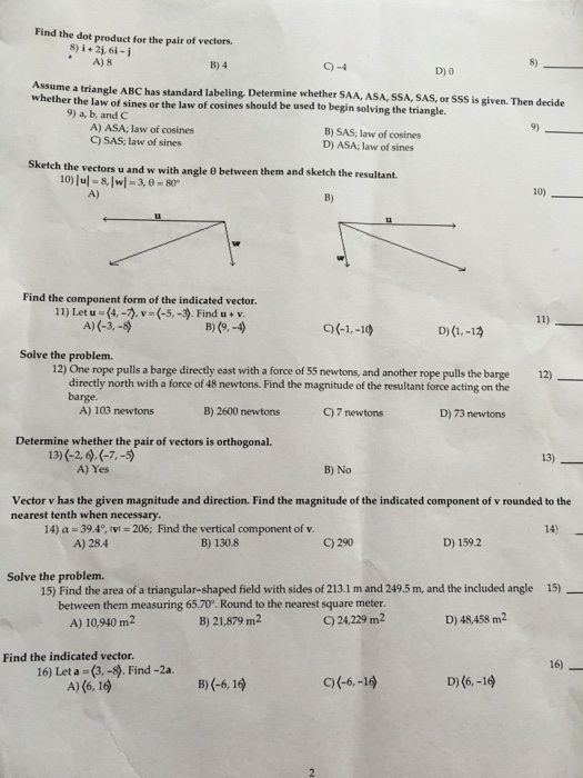 Solved Find the dot product for the pair of vectors. i+2j, | Chegg.com