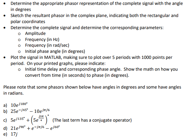 Solved Transform each of the following phasors into the time | Chegg.com