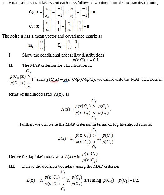A data set has two classes and each class follows a | Chegg.com
