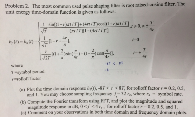 Solved The most common used pulse shaping filter is root | Chegg.com