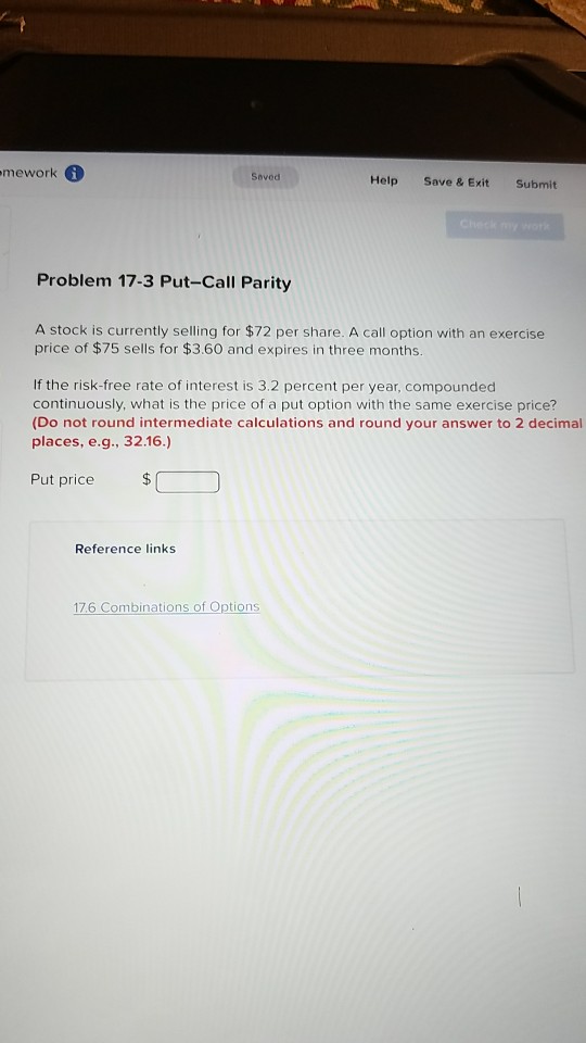 Solved mework i Seved Help Save & Exit Submit Problem 17-3 | Chegg.com