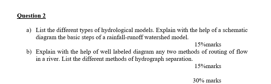 Solved Question 2 List the different types of hydrological | Chegg.com