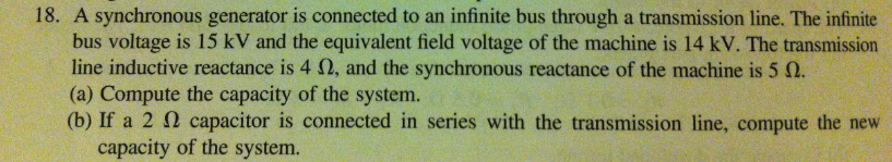 A synchronous generator is connected to an infinite | Chegg.com