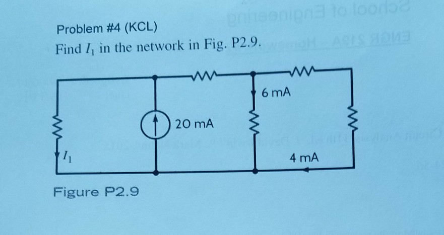 Solved Find I_1 in the network in Fig. P2.9. | Chegg.com