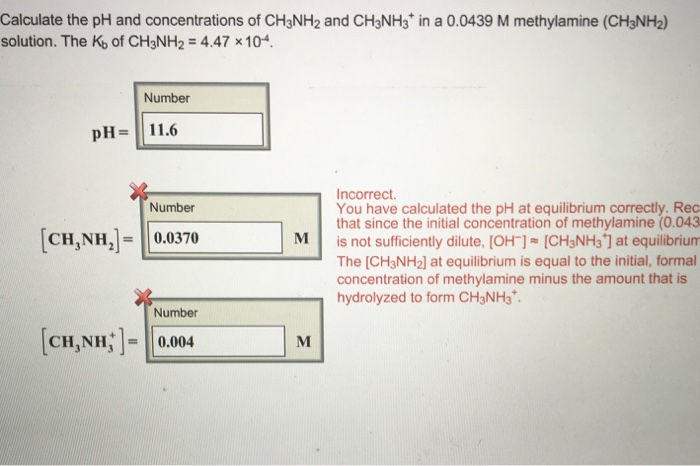 Solved Calculate the pH and concentrations of CH_3NH_2 and | Chegg.com