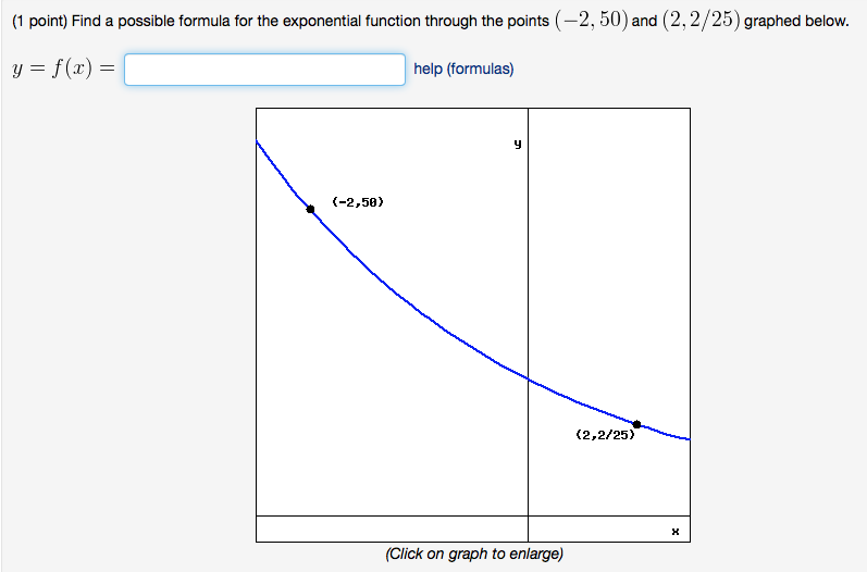 Solved (1 point) Find a possible formula for the exponential | Chegg.com