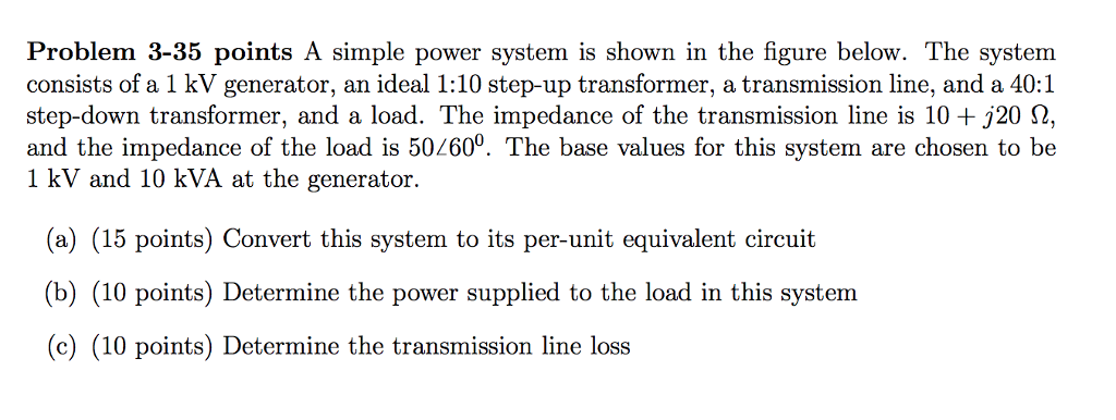 Solved Problem 3-35 points A simple power system is shown in | Chegg.com