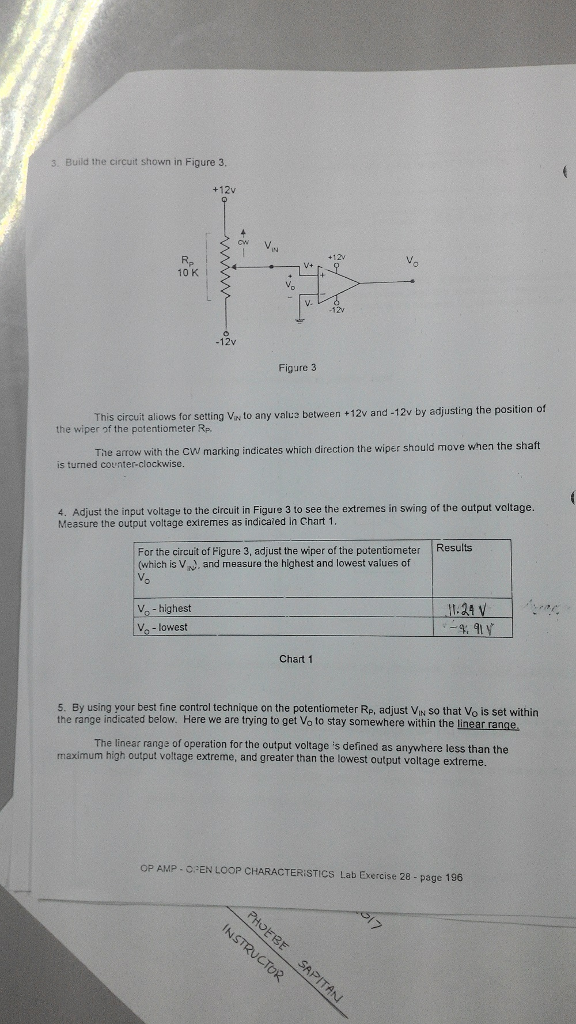 Solved EXPERIMENT OP AMP - OPEN LOOP CHARACTERISTICS Help | Chegg.com