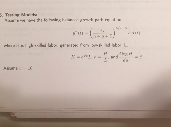 Solved Testing Models: Assume we have the following balanced | Chegg.com