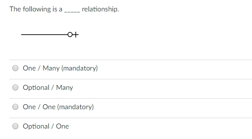 Solved The following is a relationship O ne One (mandatory) | Chegg.com