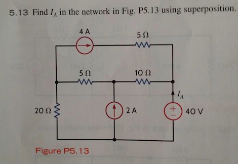 Solved 5.13 Find IA in the network in Fig. P5.13 using | Chegg.com