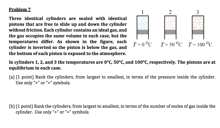 Solved Problem 7 Three identical cylinders are sealed with | Chegg.com Solved Problem 7 Three identical cylinders are sealed with | Chegg.com
