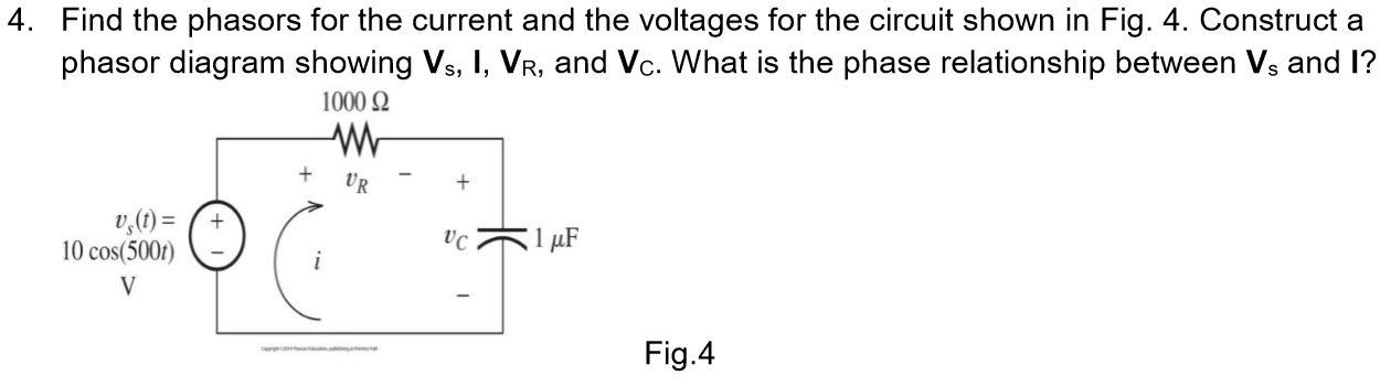 Solved Find the phasors for the current and the voltages for | Chegg.com