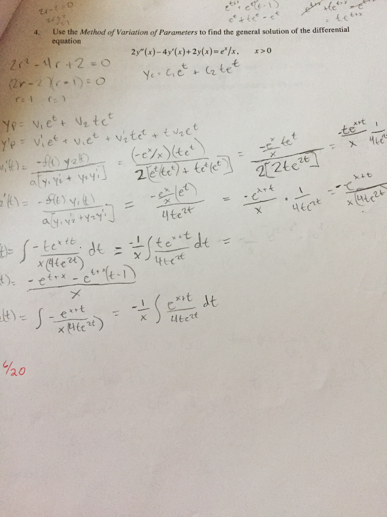Solved Use the Method of Variation of Parameters to find the | Chegg.com