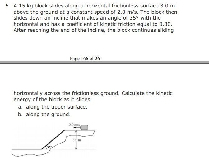 Solved 5. A 15 kg block slides along a horizontal | Chegg.com