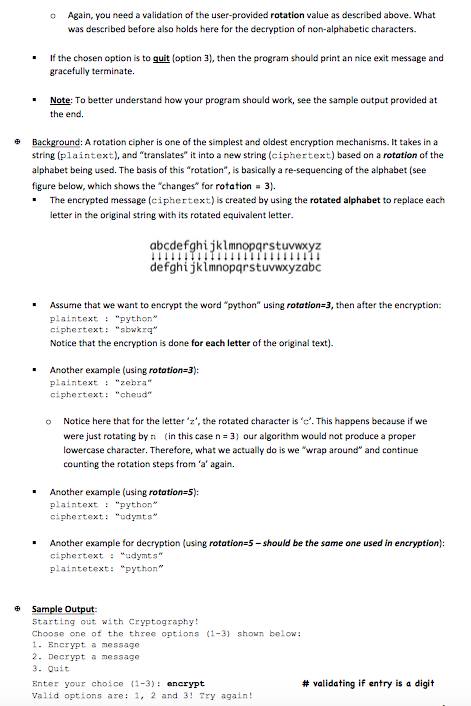 Solved . Write a menu-driven program (crypto.py) that will | Chegg.com