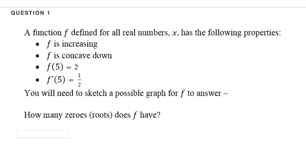 Solved QUESTION 1 A function f defined for all real numbers, | Chegg.com