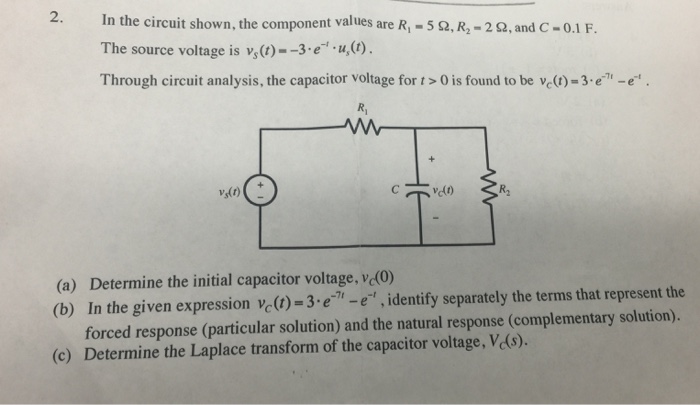 Solved 2. In the circuit shown, the component values are R1 | Chegg.com