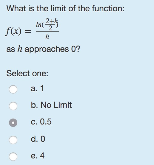 Solved What is the limit of the function: 2+h In( as h | Chegg.com