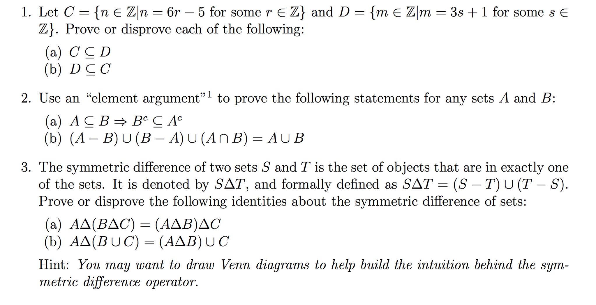 Solved Let C = {n elementof Z|n = 6r - 5 for some r | Chegg.com