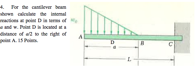 Solved 4. For the cantilever beam shown calculate the | Chegg.com