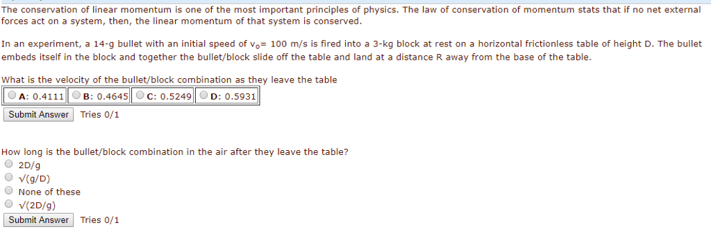 Solved The conservation of linear momentum is one of the | Chegg.com
