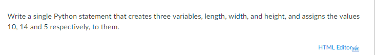 Solved Write a single Python statement that creates three | Chegg.com